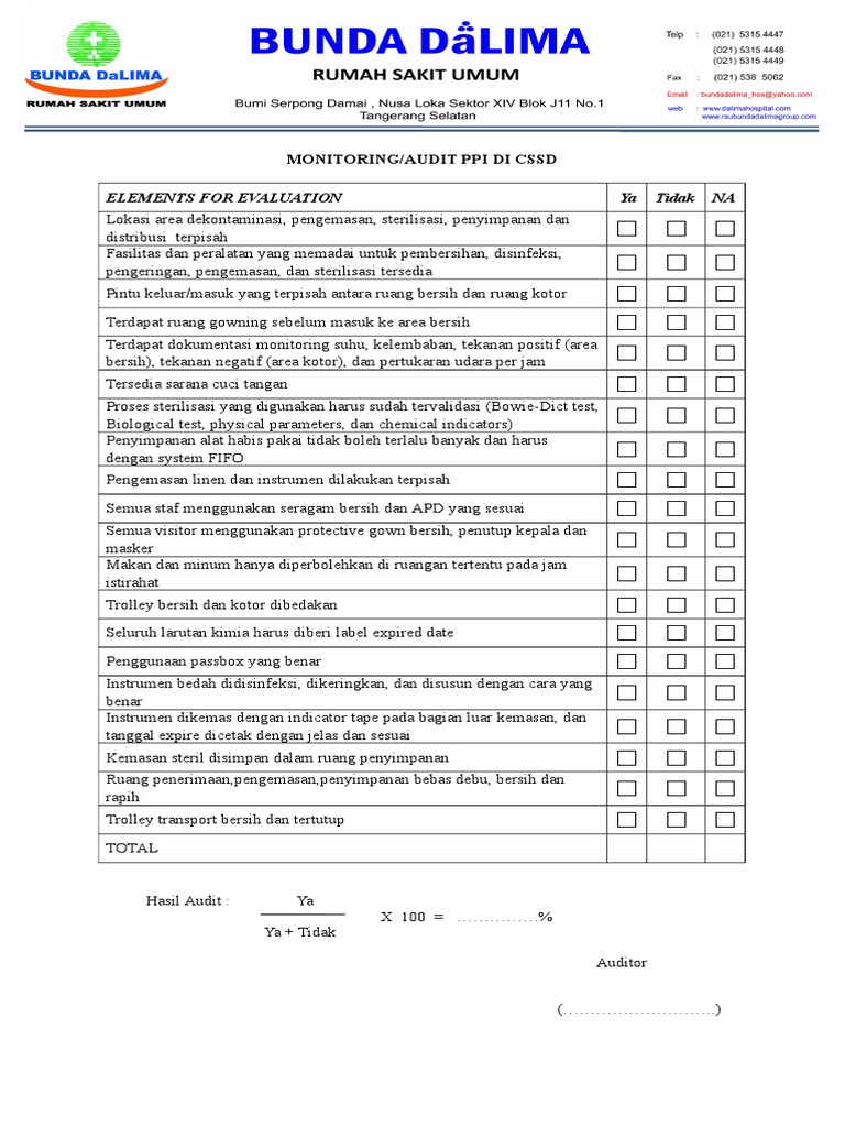 Form Audit CSSD | PDF