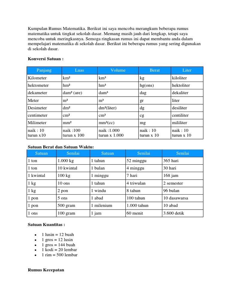 Kumpulan Rumus Matematika | PDF