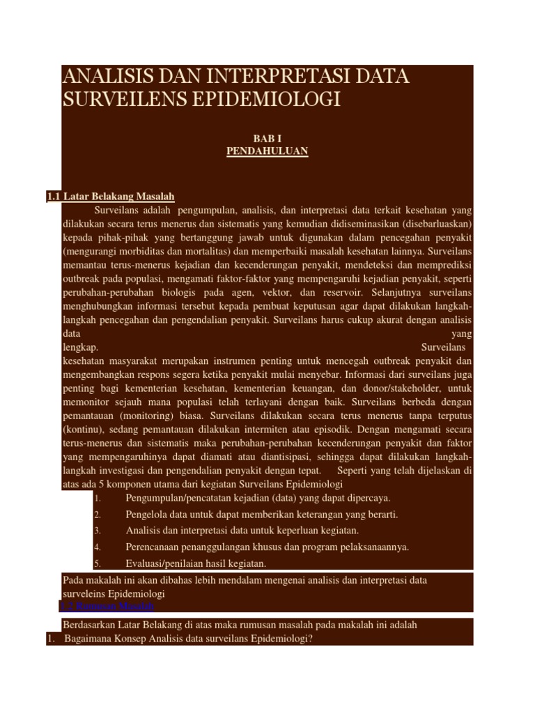 Analisis Dan Interpretasi Data Surveilens Epidemiologi | PDF