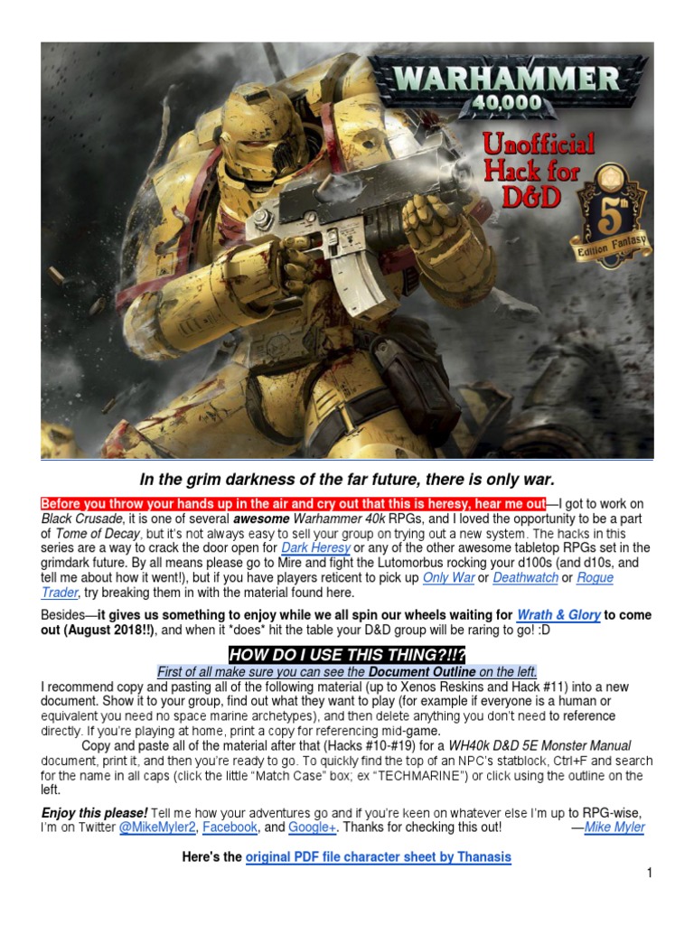 Warhammer 40k D&D 5e Hack | Nature