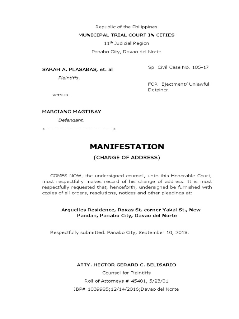 Notice of Change of Address | PDF