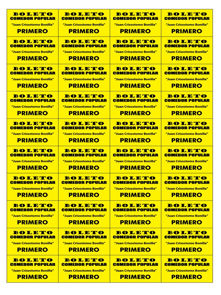 Boletos Comedor Popular Bonilla | PDF