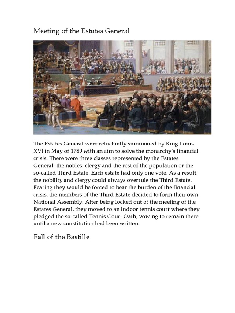 Meeting of the Estates General 1789 | PDF | French Revolution | Marie ...