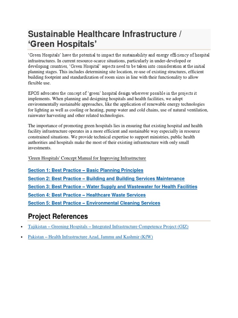 Sustainable Healthcare Infrastructure | PDF