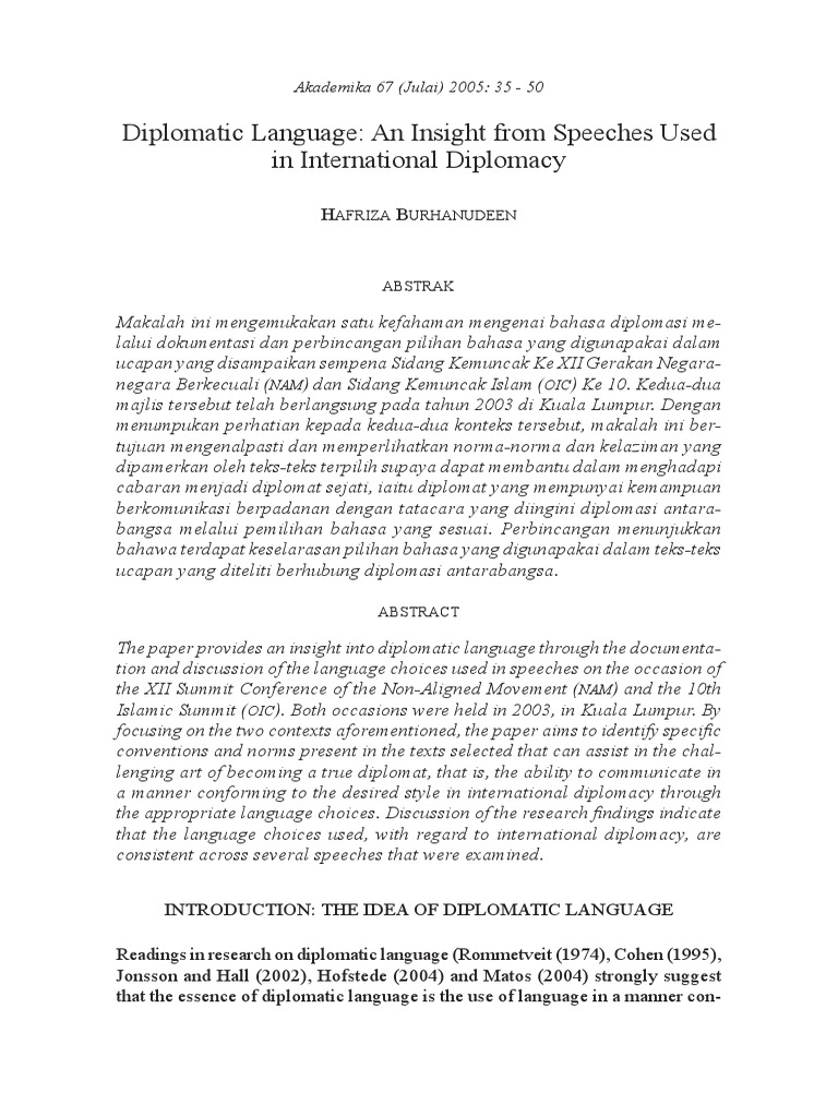 Speech Diplomatic Language | PDF | Organisation Of Islamic Cooperation ...