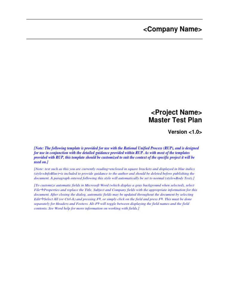 Master Test Plan | PDF | Evaluation | Databases