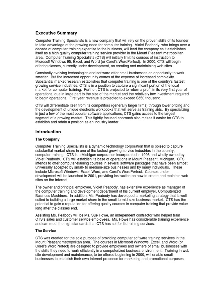 Executive Summary: The Company | PDF | Small Business | Microsoft