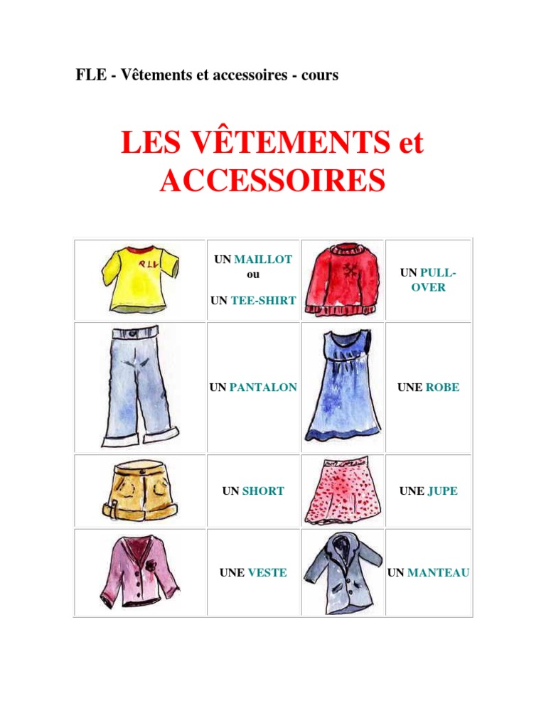 Vocabulaire FLE : Vêtements et accessoires | PDF