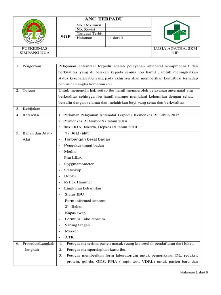 Sop Anc Terpadu | PDF