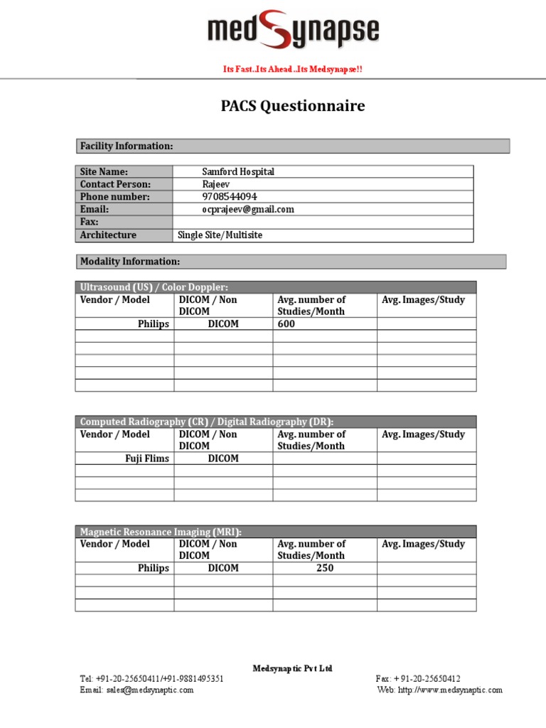 PACS Questionnaire | Download Free PDF | Vision | Anthropometry