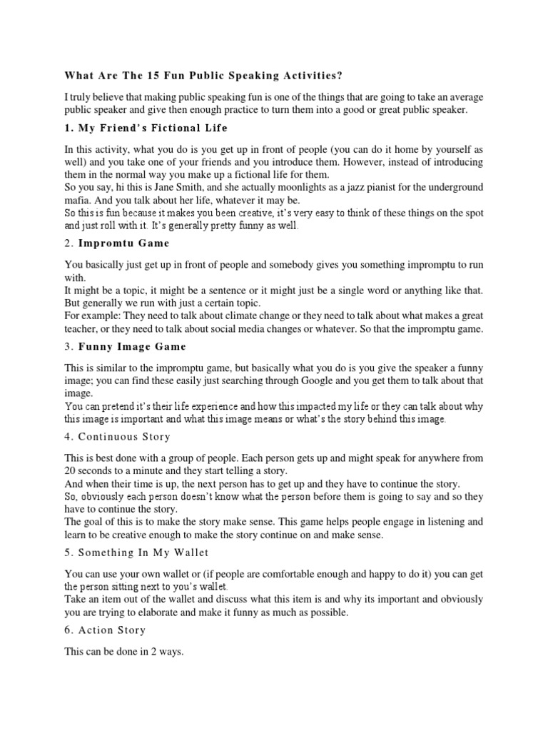 Fun Public Speaking for Beginners | PDF