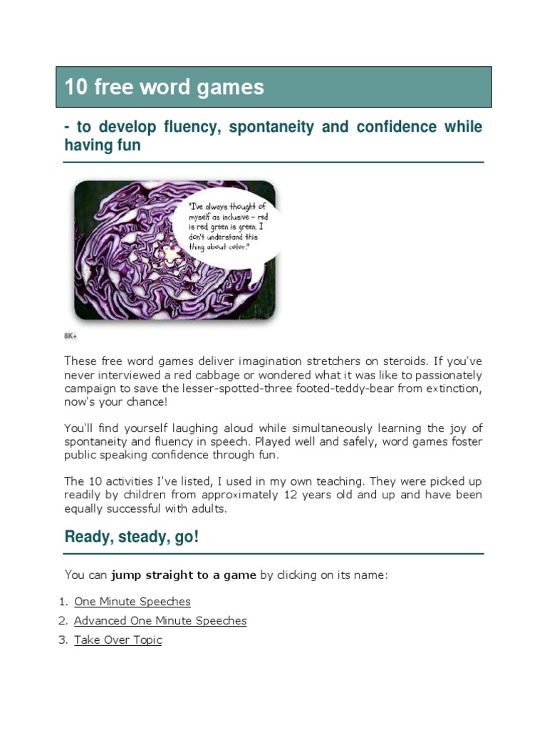 10 Free Word Games-Public Speaking | PDF | Expert | Verb