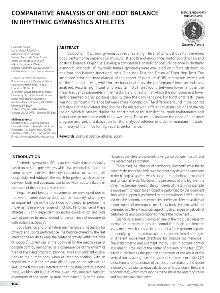 Comparative Analysis of One-Foot Balance PDF | PDF | Balance (Ability ...