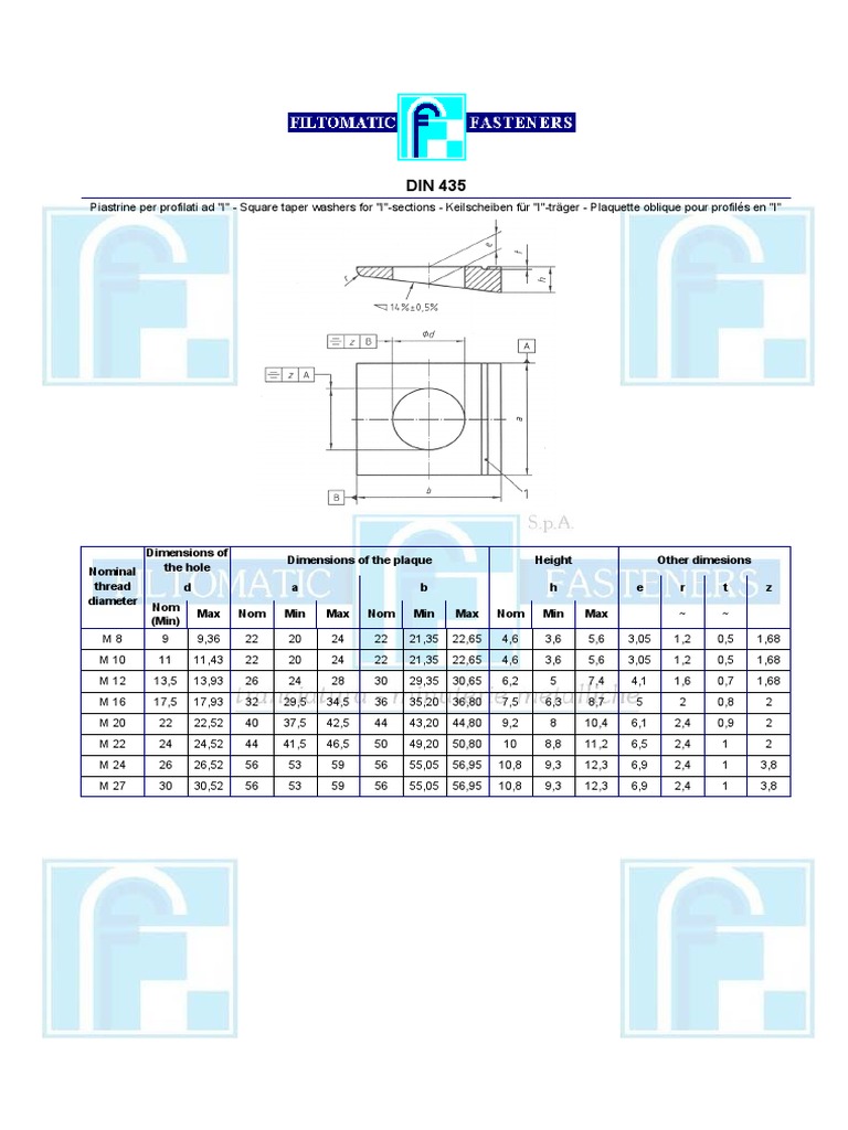 DIN 435 Saibe Patrate Oblice PDF | PDF