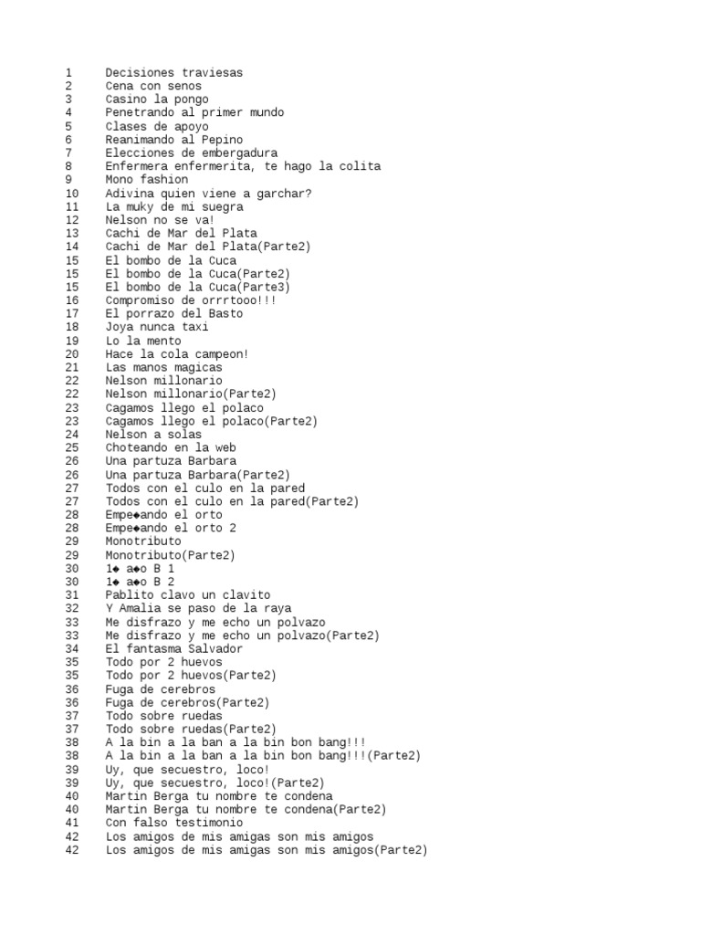 00 - El Mono Mario - Lista de Capítulos