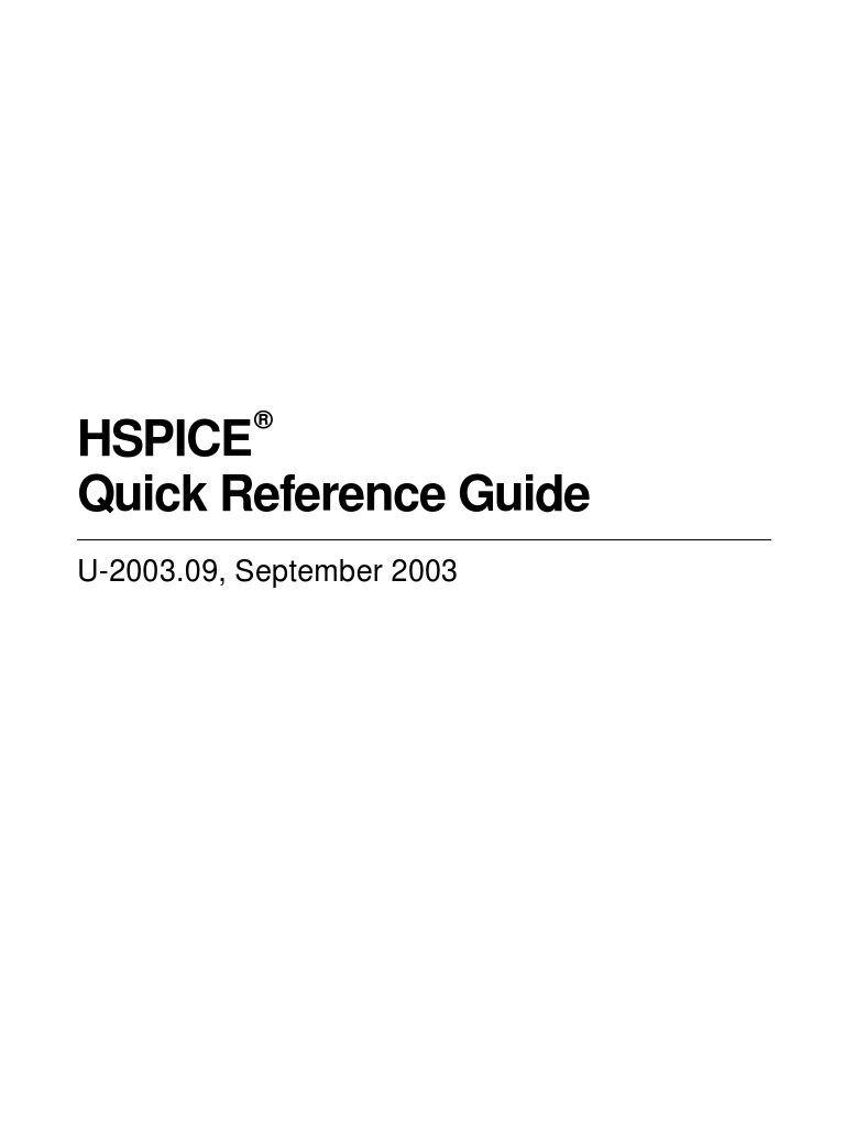 Hspice Quick Ref | PDF | Spice | Mosfet