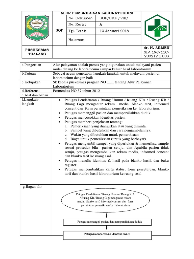 Sop Alur Pelayanan Laboratorium | PDF