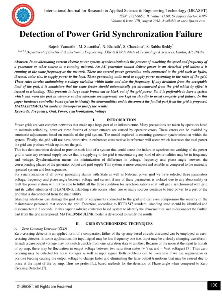 Detection of Power Grid Synchronization Failure | PDF | Electrical Grid | Detector (Radio)