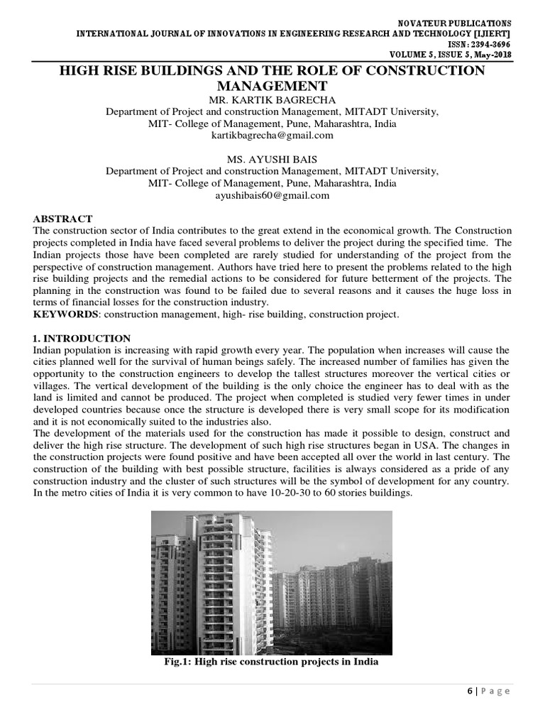 High Rise Buildings and The Role of Construction Management | PDF ...