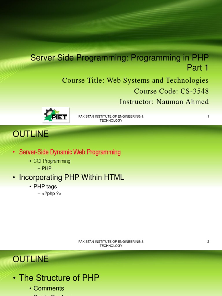 PHP Server-Side Programming Basics | PDF | Php | Software Development