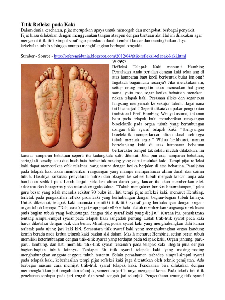 Titik Refleksi Pada Kaki Dalam Dunia Kesehatan Pdf