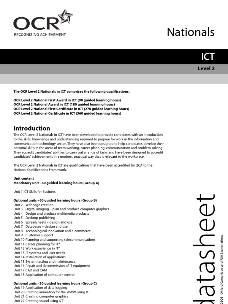 Ocr Nationals | PDF | Educational Technology | Information Technology