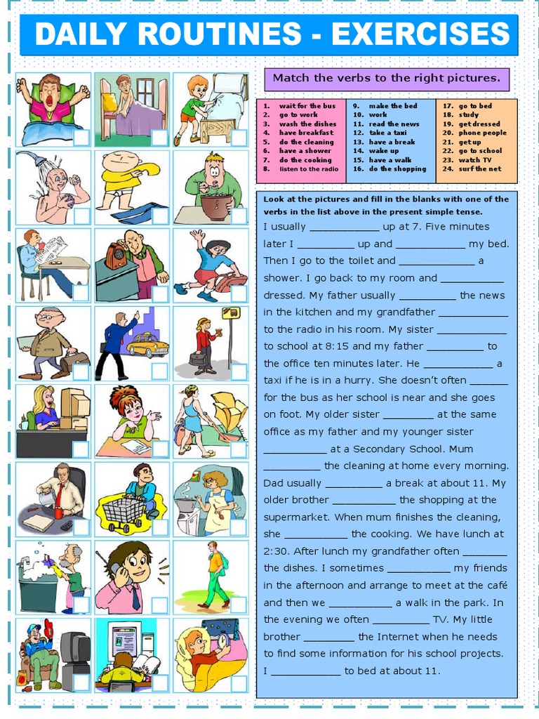 Daily Routine Exercises in Present Simple | PDF