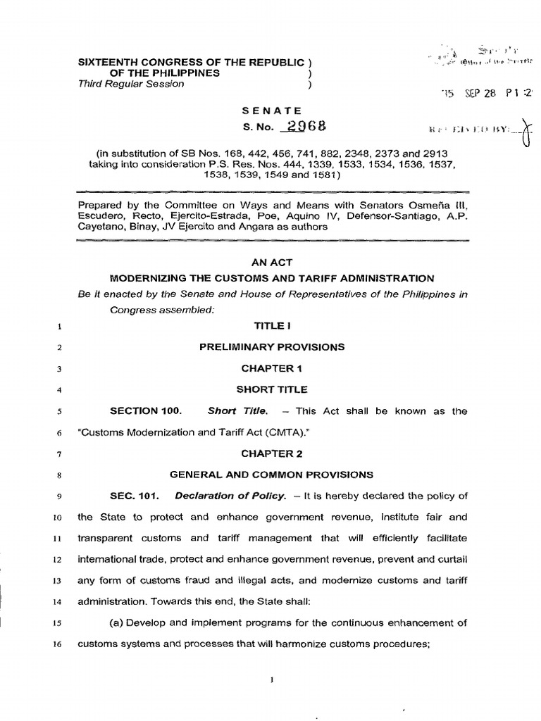 Customs Modernization and Tariff Act | PDF | Customs | Cargo