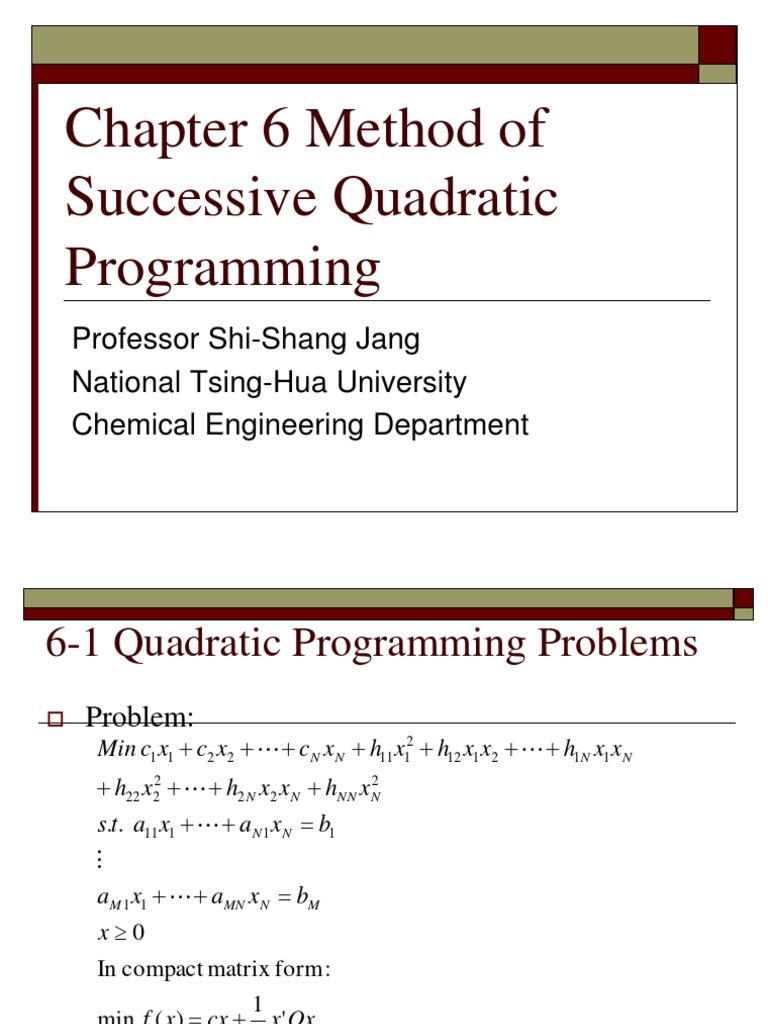 Successive Quadratic Programming Pdf Regression Analysis Linear Regression