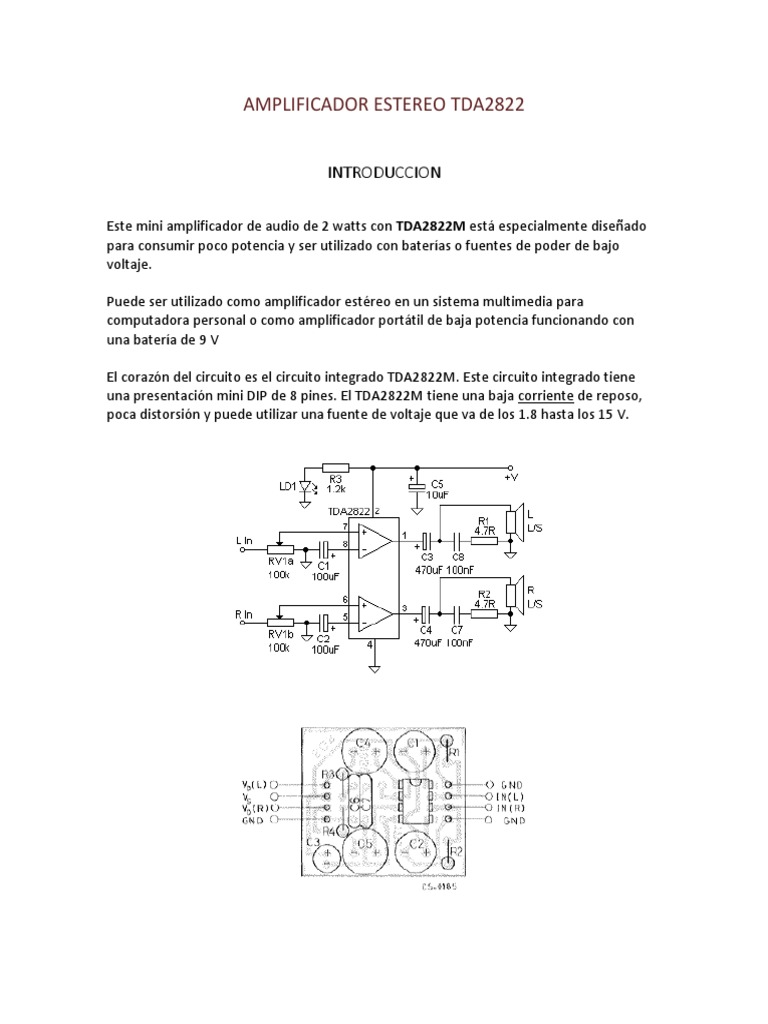 Amplificador Estereo Tda2822 | PDF