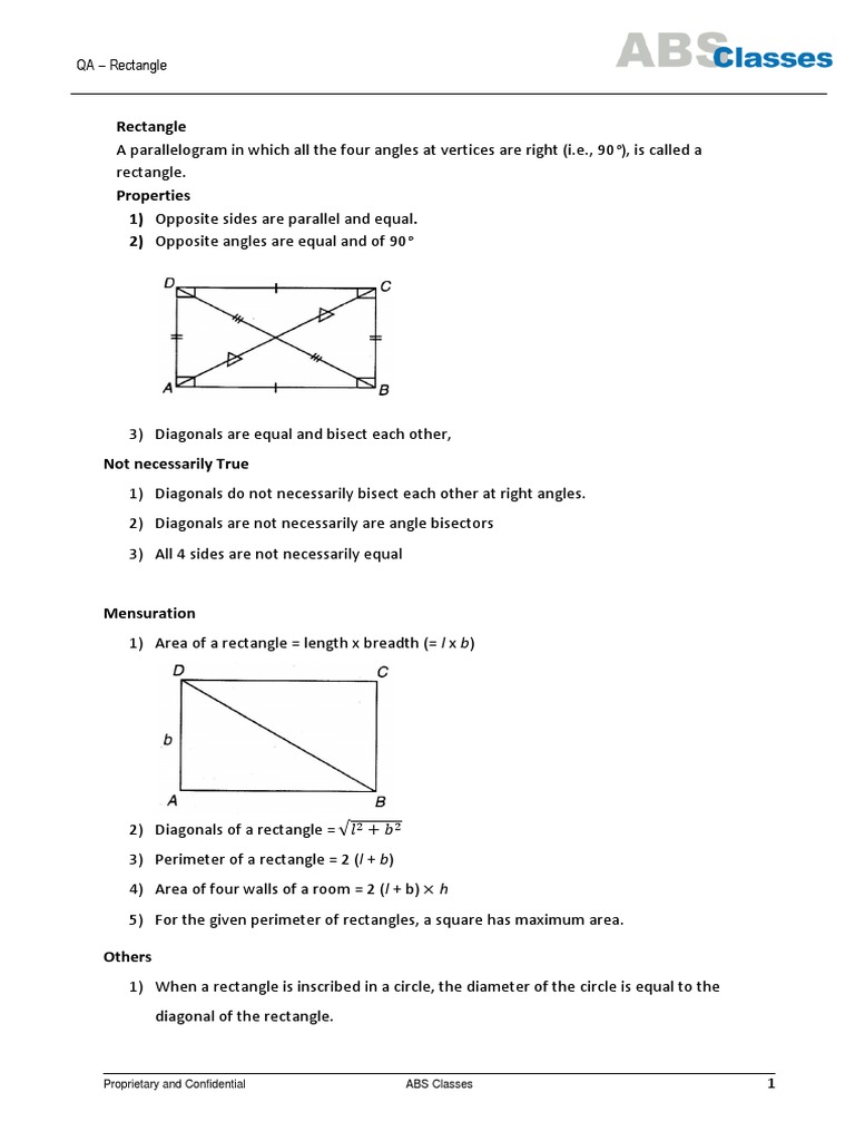 QA - Rectangle | PDF | Rectangle | Elementary Geometry