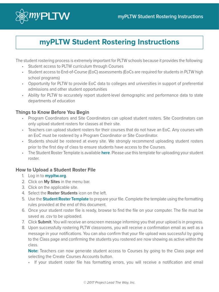 Student Rostering Instructions 082017 | PDF | Comma Separated Values ...