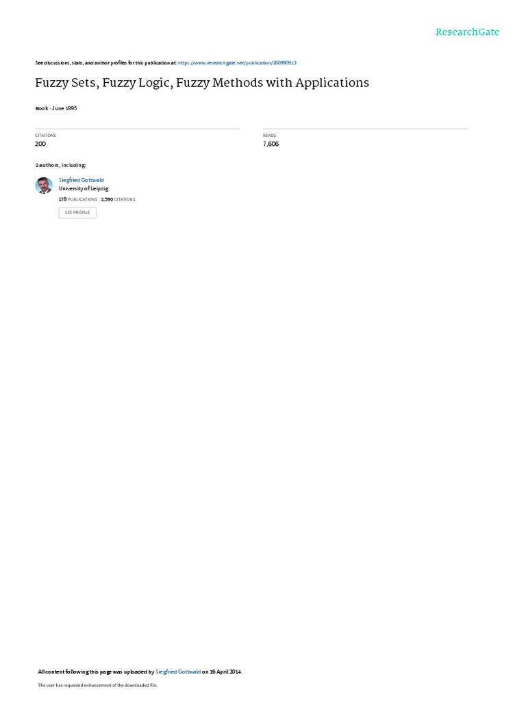 Fuzzy Sets, Fuzzy Logic, Fuzzy Methods With Applications: June 1995 | PDF | Fuzzy Logic ...