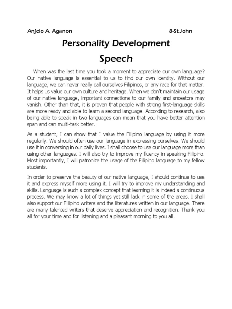 Speech: Personality Development | PDF