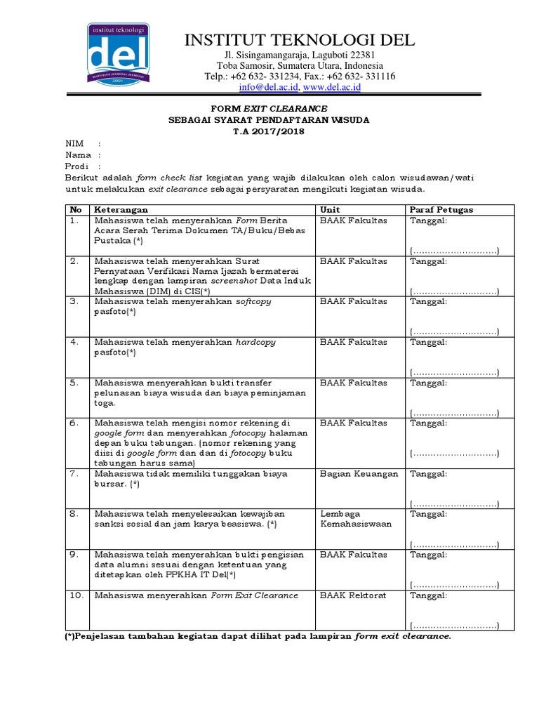 Exit Clearance Template | PDF