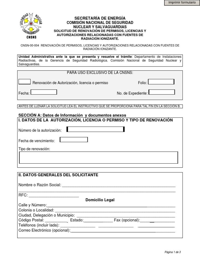 Renovacion de Licencia CNSNS | PDF | Desintegración radioactiva ...