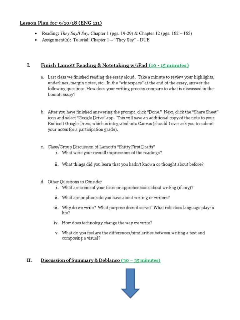 They Say/I Say, Chapter 1 (Pgs. 19-29) & Chapter 12 (Pgs. 162 - 165 ...