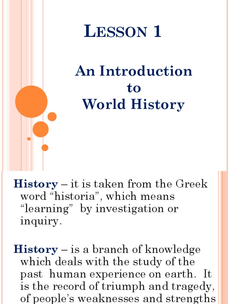 Introduction to World History Lesson 1 | PDF | Historian | World History