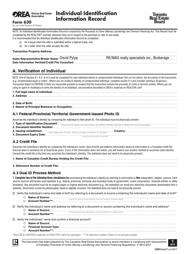 FINTRAC - Individual Identification Information Record | PDF ...