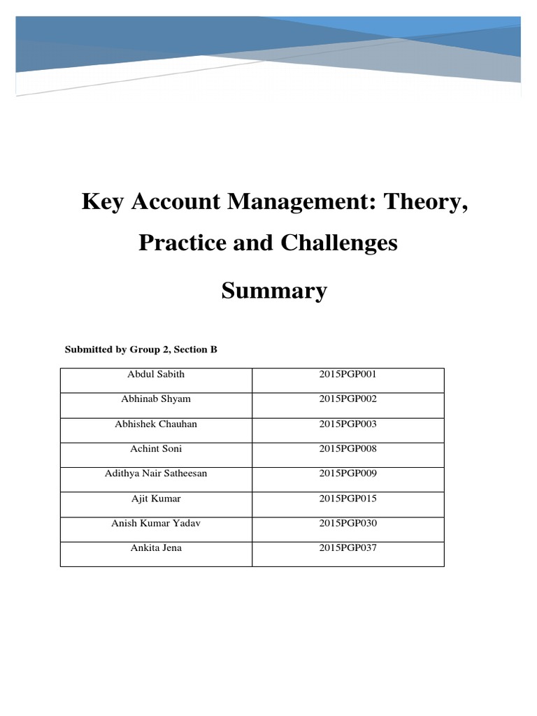 Key Account Management | PDF | Sales | Business