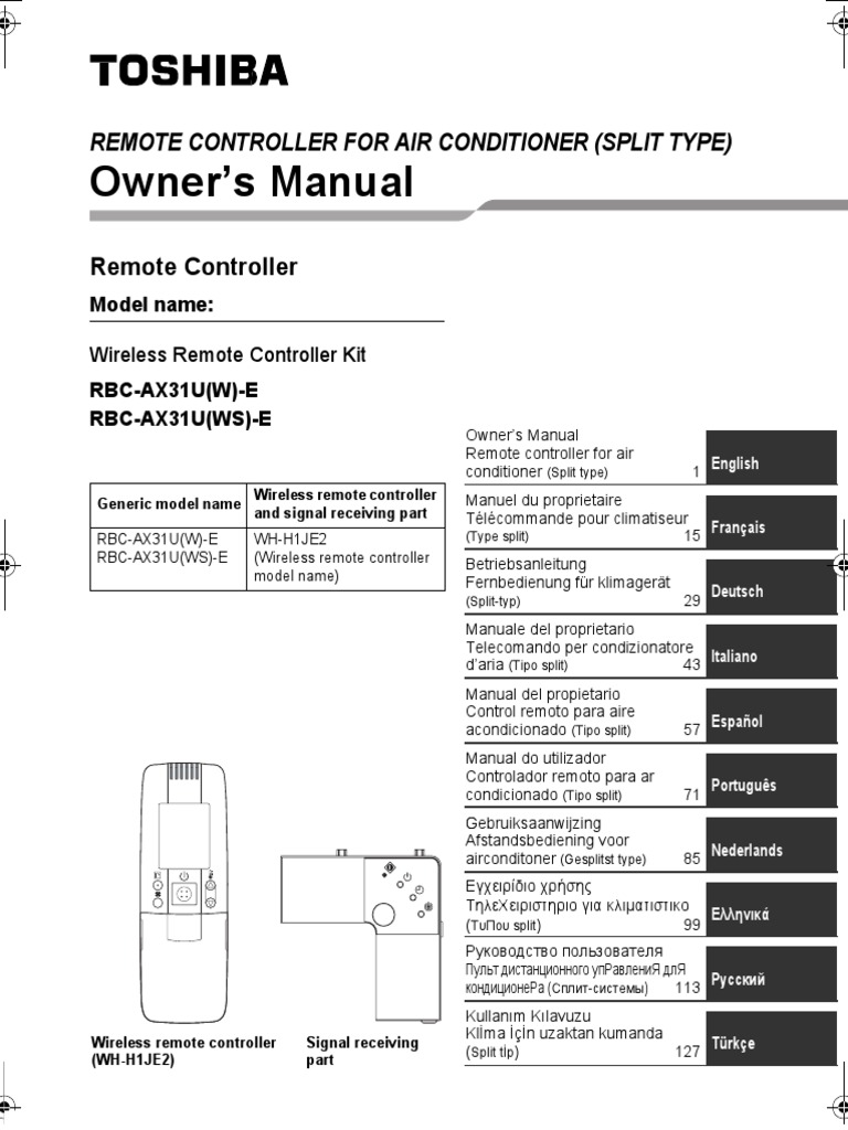 Toshiba Wh h1je2 Users Manual 360724 | Hvac | Control remoto