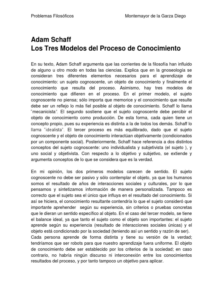 Adam Schaff - Modelos de Conocimiento | PDF | Conocimiento | Verdad
