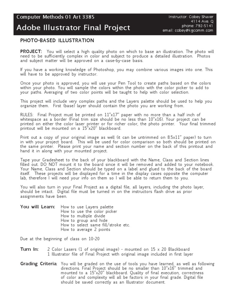 Illustrator Final Project | PDF | Adobe Illustrator | Printer (Computing)