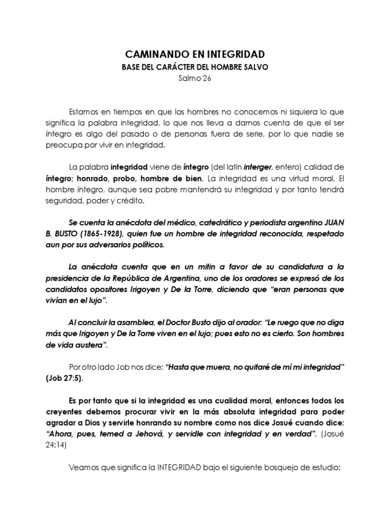 Integridad según la Biblia: Significado y Ejemplos | PDF | Libro de ...