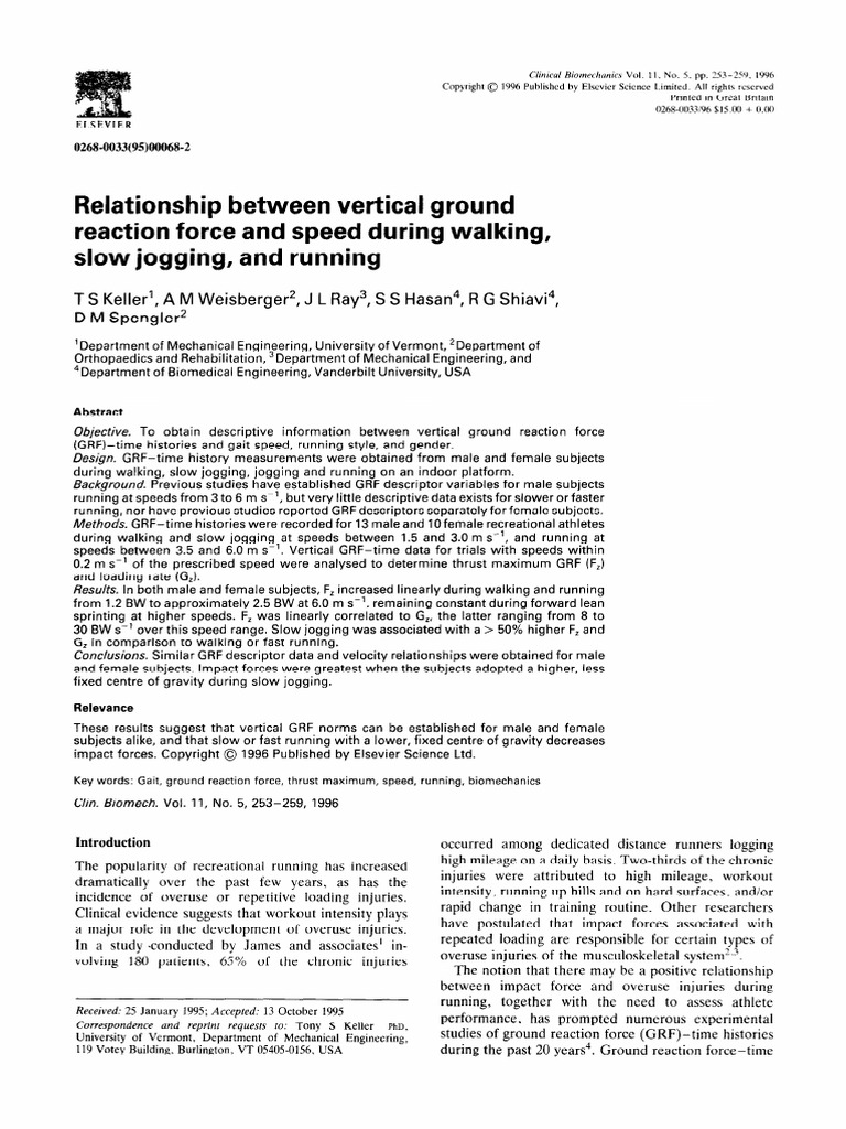Relationship Between Vertical Ground Reaction Force and Speed During ...