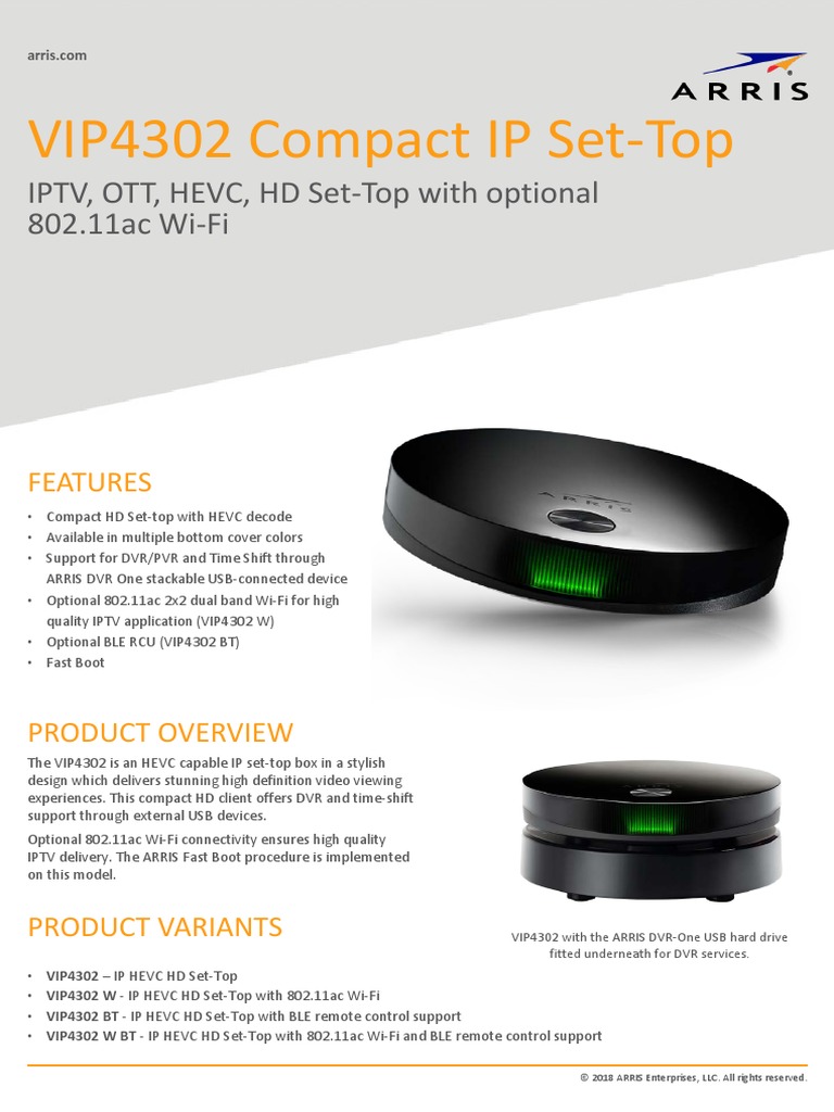 Arris Datasheet Vip4302w | PDF | Digital Video Recorder | Hdmi