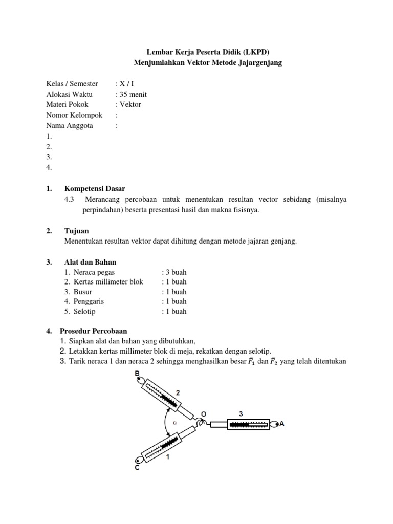 LKPD Percobaan Menjumlahkan Vektor | PDF | Metode & Bahan Ajar