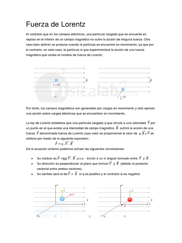 Fuerza de Lorentz | PDF | Campo magnético | Fuerza