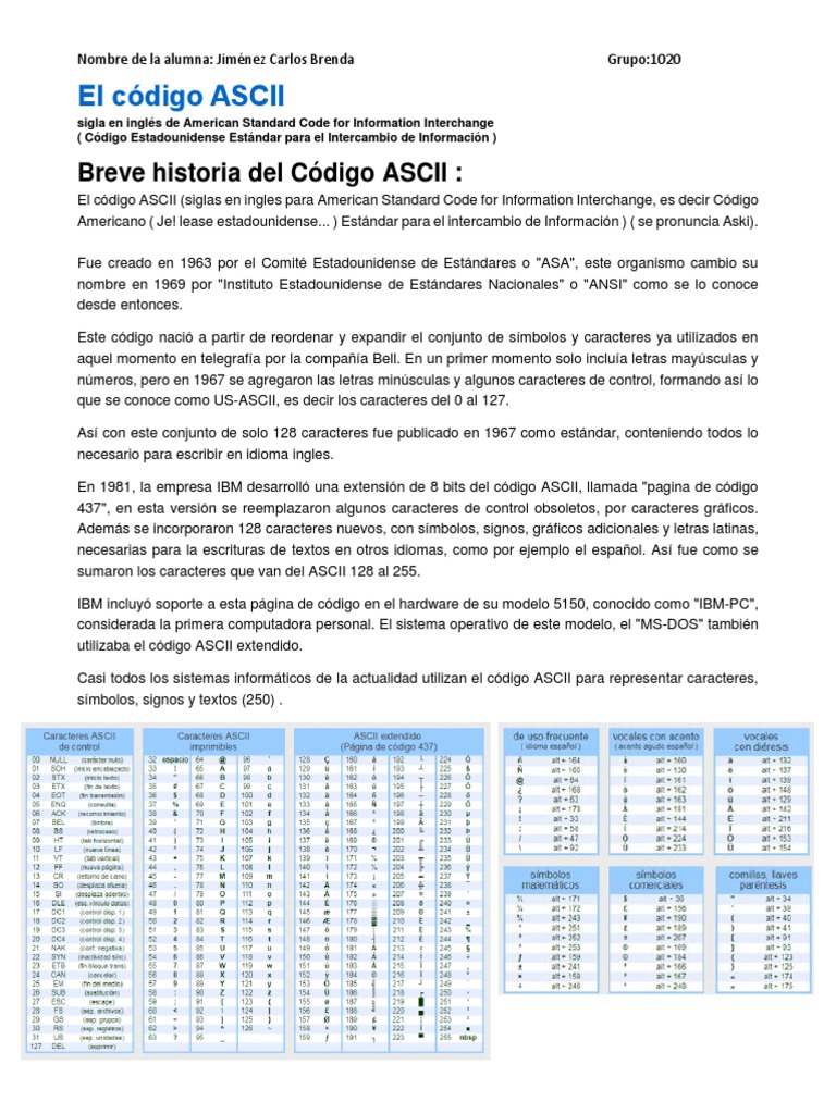 El Código ASCII | PDF | Ascii | Informática