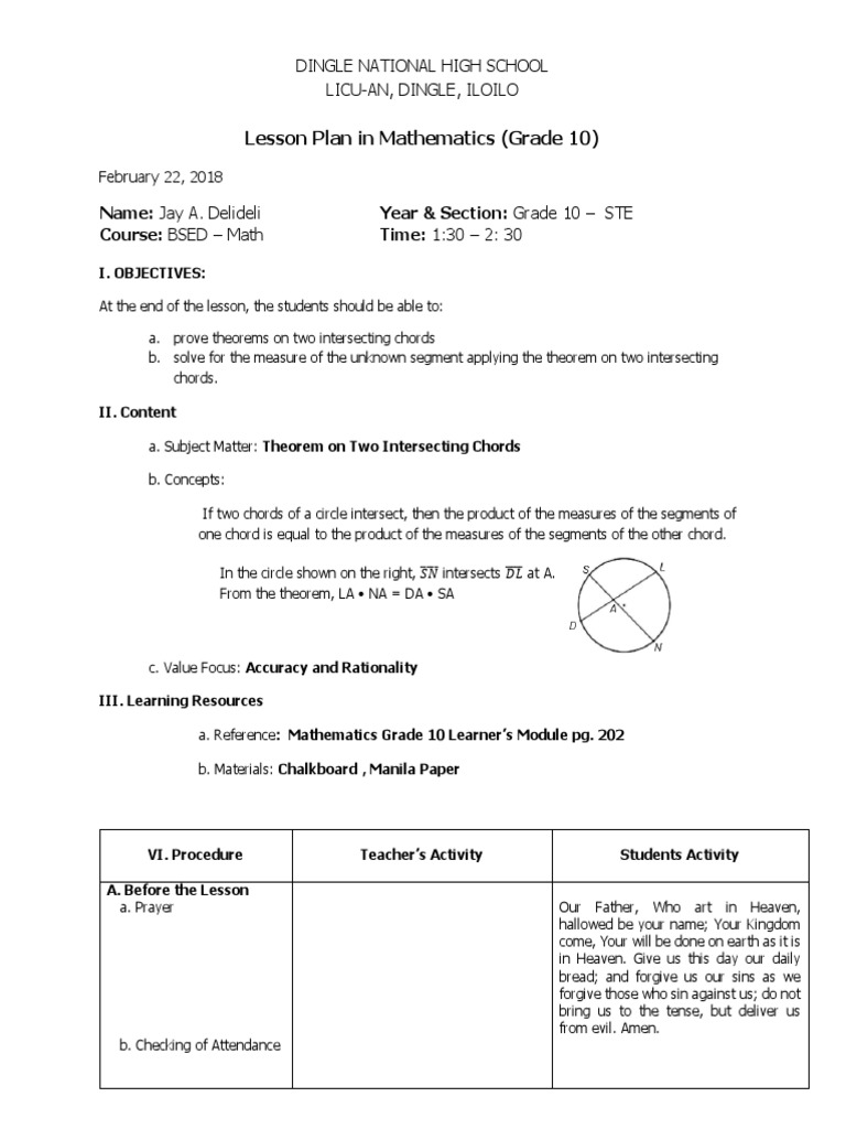 Theorems On Two Intersecting Chords | PDF | Circle | Equations
